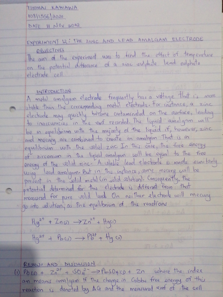 The Zinc and Lead Amalgam Electrode | PDF