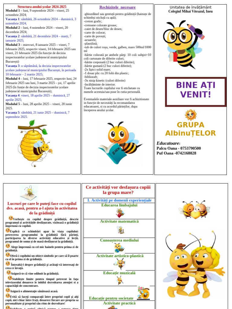 Pliant Pentru Inceput de An Scolar 2024-2025 | PDF