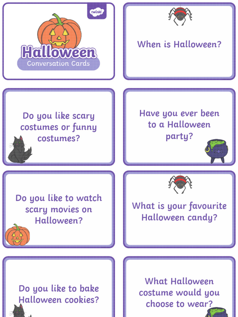 T 1721917601a Esl Halloween Conversation Cards Kids A1 Super Eco Colour ...