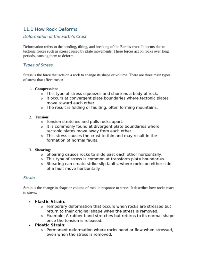 Rock Deformation and Mountain Formation | PDF | Fault (Geology ...