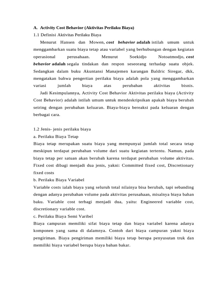 Activity Cost Behavior | PDF