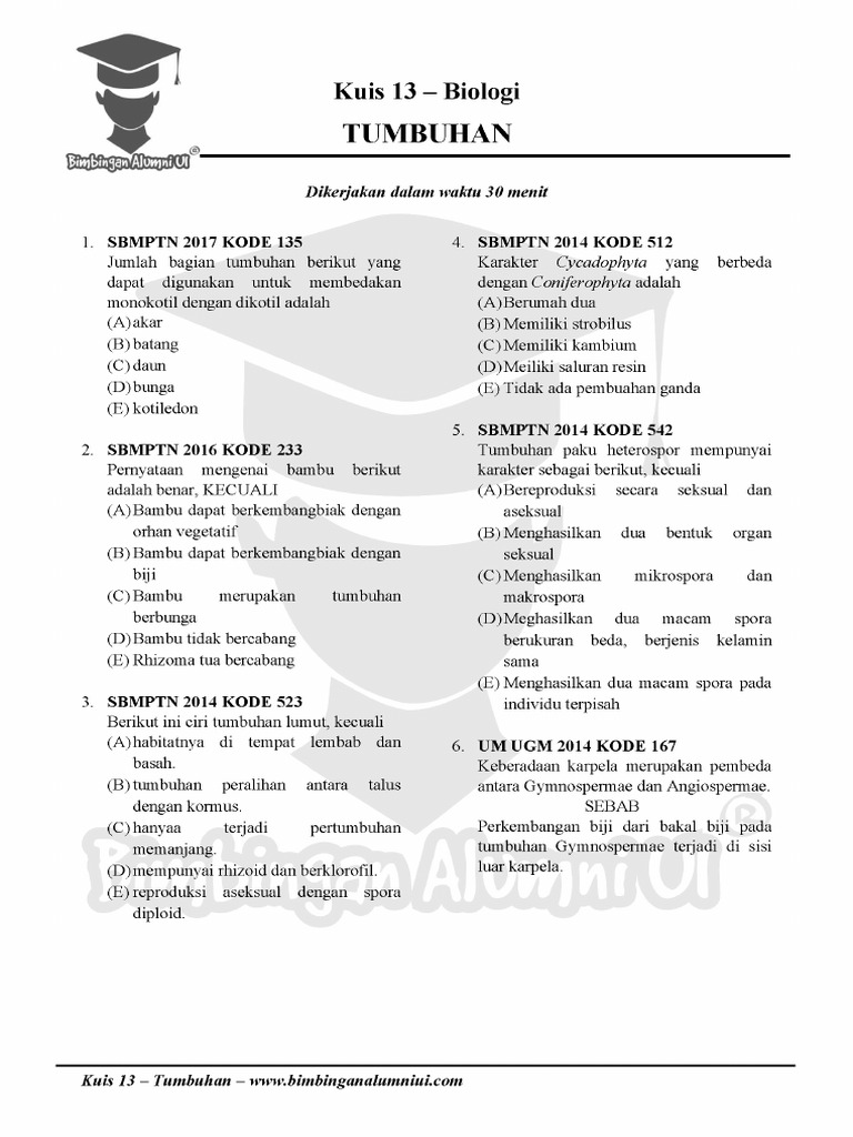 Kuis_13_-_Bab_Tumbuhan_Bimbingan_Alumni_UI | PDF