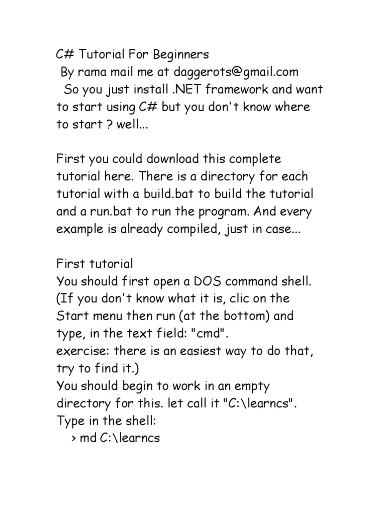 Learn C Sharp Lesson 1 Download Free Pdf C Sharp Programming 4575