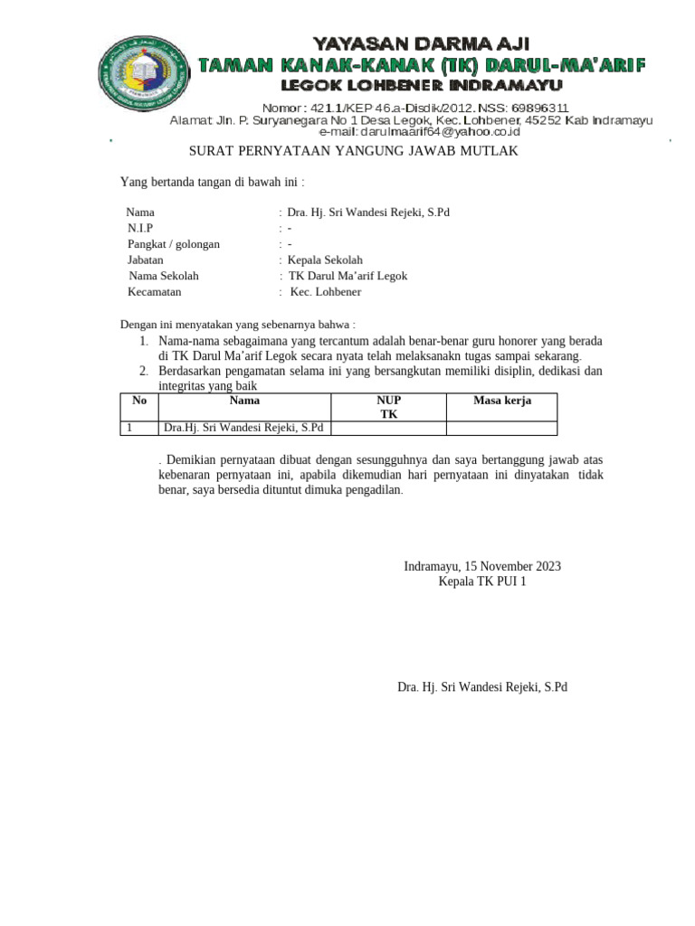 Contoh Surat Mutlak | PDF