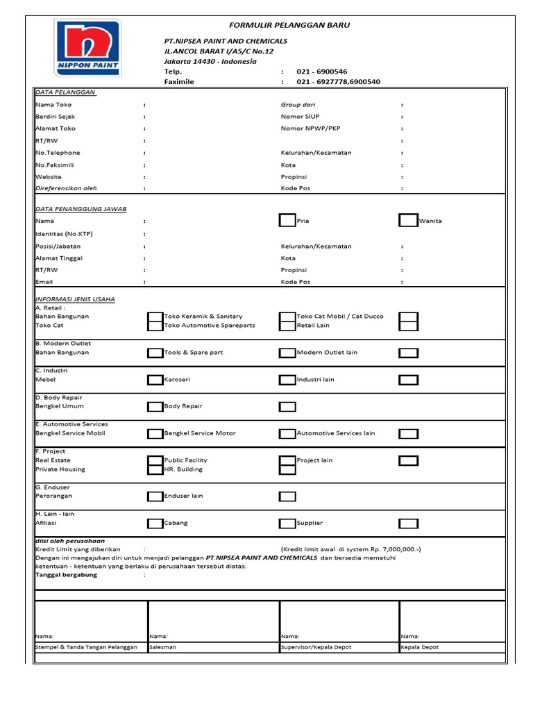 Formulir Toko Baru | PDF