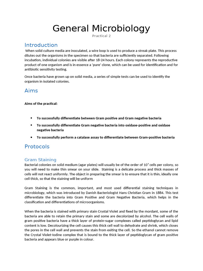 General Microbiology Practical 2 Handbook-2 | PDF