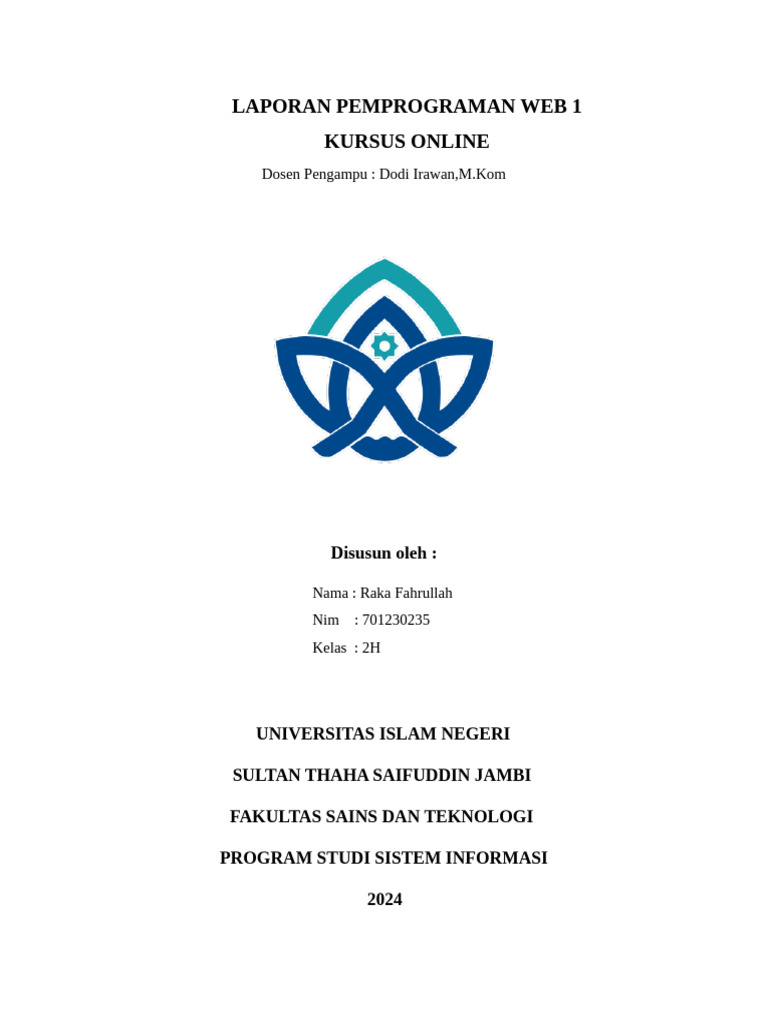 LAPORAN PEMPROGRAMAN WEB 1. Raka Fahrullah. | PDF