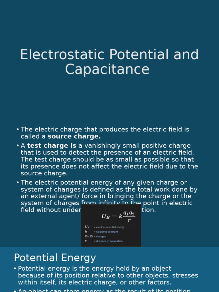 Electrostatic Potential and Capacitance | PDF | Capacitor | Teaching Methods & Materials