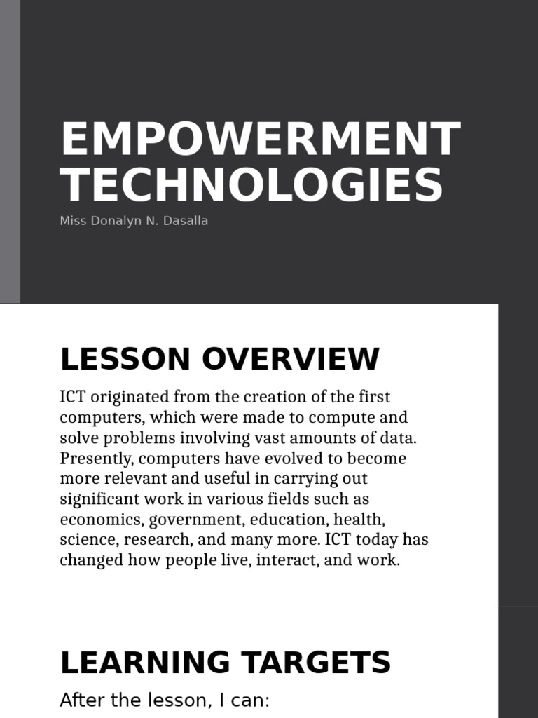 E. Tech Lesson 1 Ict | PDF