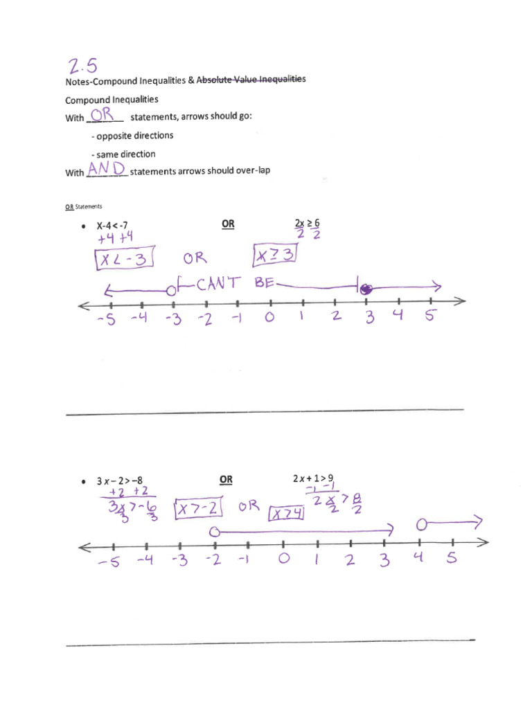 2.5 Compound Inequalities Teacher Notes-1 | PDF
