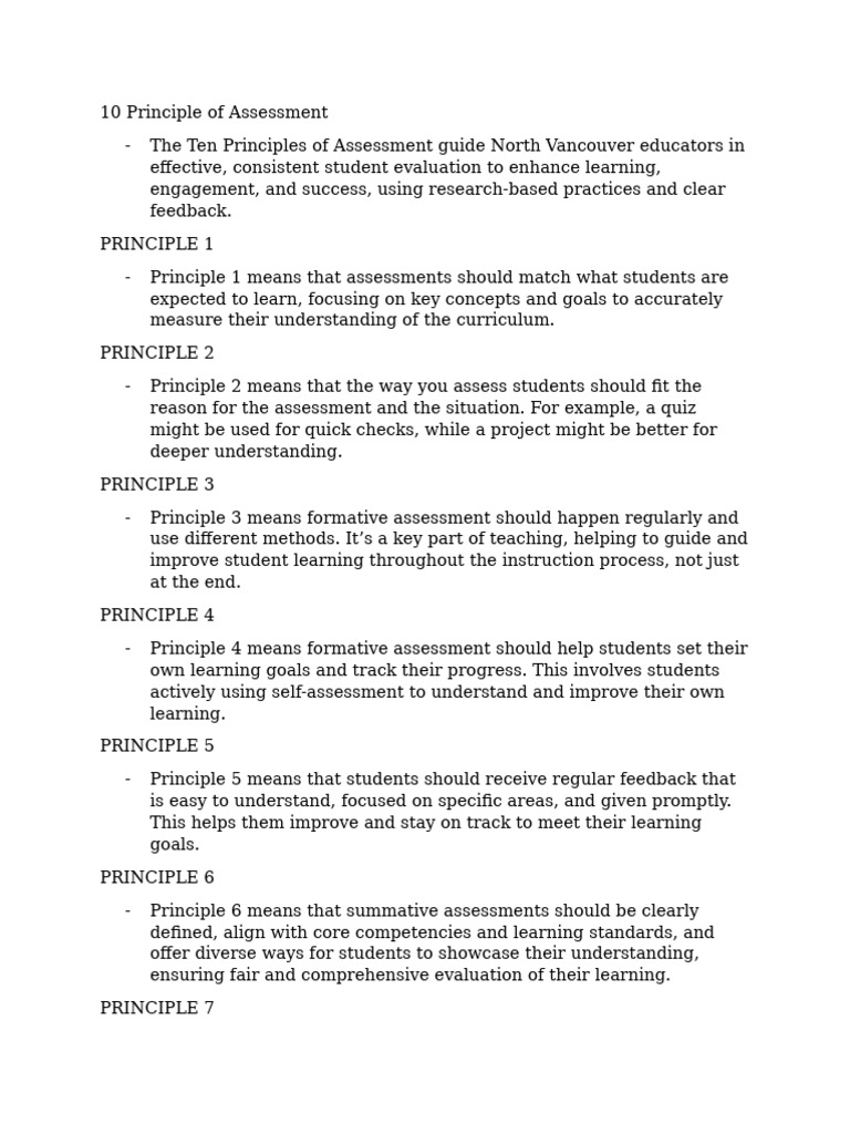 10 Principle of Assessment | PDF | Educational Assessment | Career & Growth
