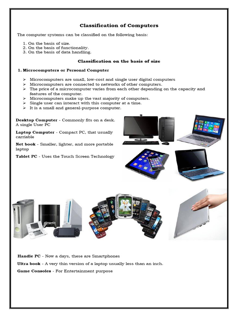 Chapter 1 Classification of Computers | PDF
