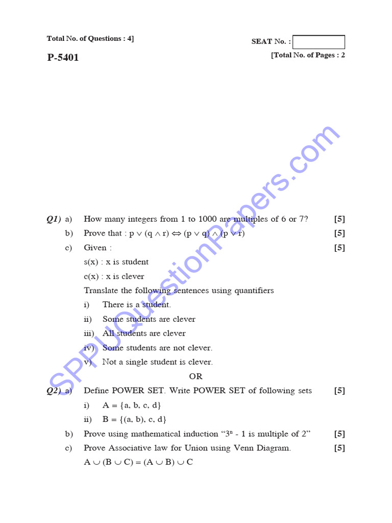 Be Information Technology Engineering Semester 3 2023 October Discrete Mathematics DM Pattern ...
