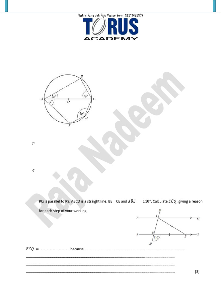 Test-Angle Properties of Circles & Polygon | PDF | Circle | Teaching ...
