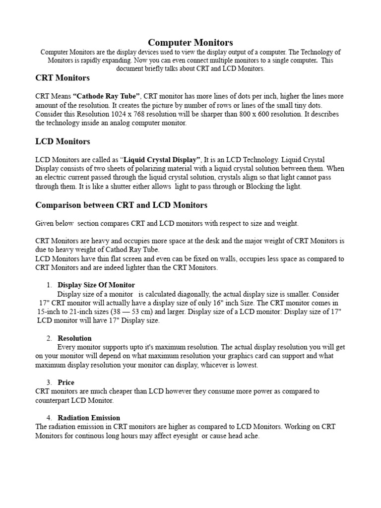 Computer Monitors | PDF
