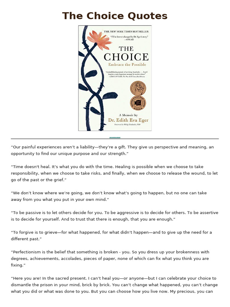 Edith Eger's Quotes (The Choice) | PDF