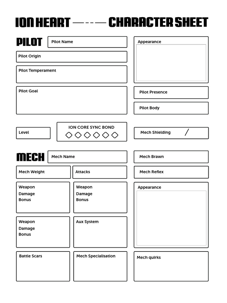 ION Heart_Character Sheet | PDF
