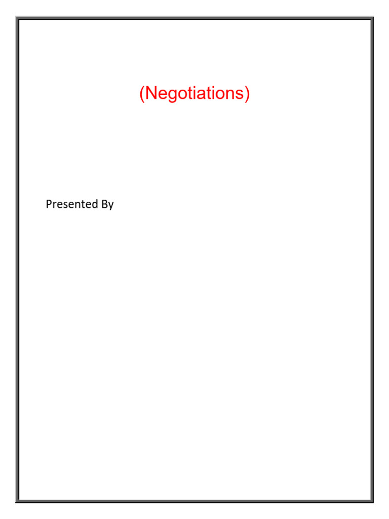 Negotiation | PDF