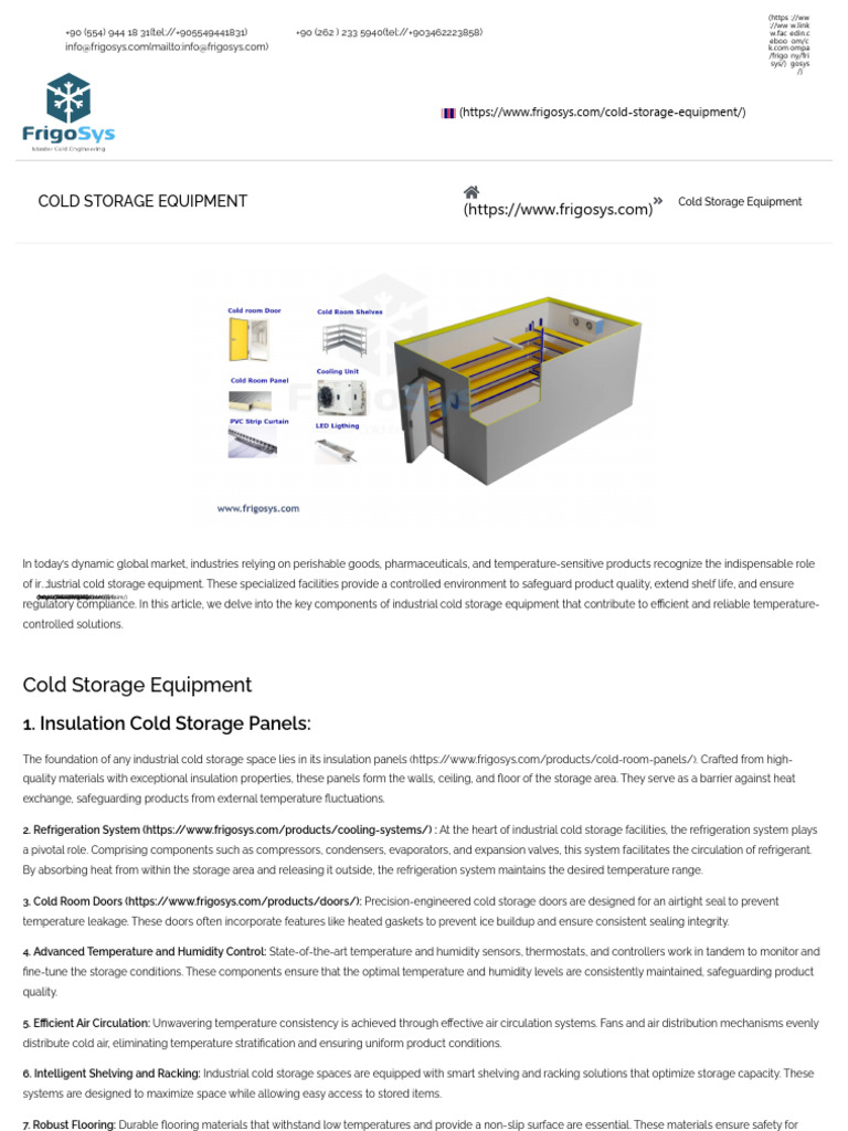 Cold Storage Equipment - Industrial Cold Room & Equipments | PDF
