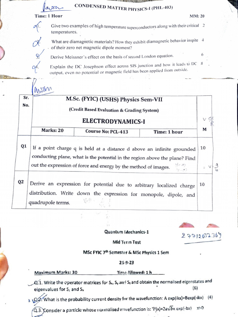 Sem 7th Ques PPR Gndu Physics | PDF