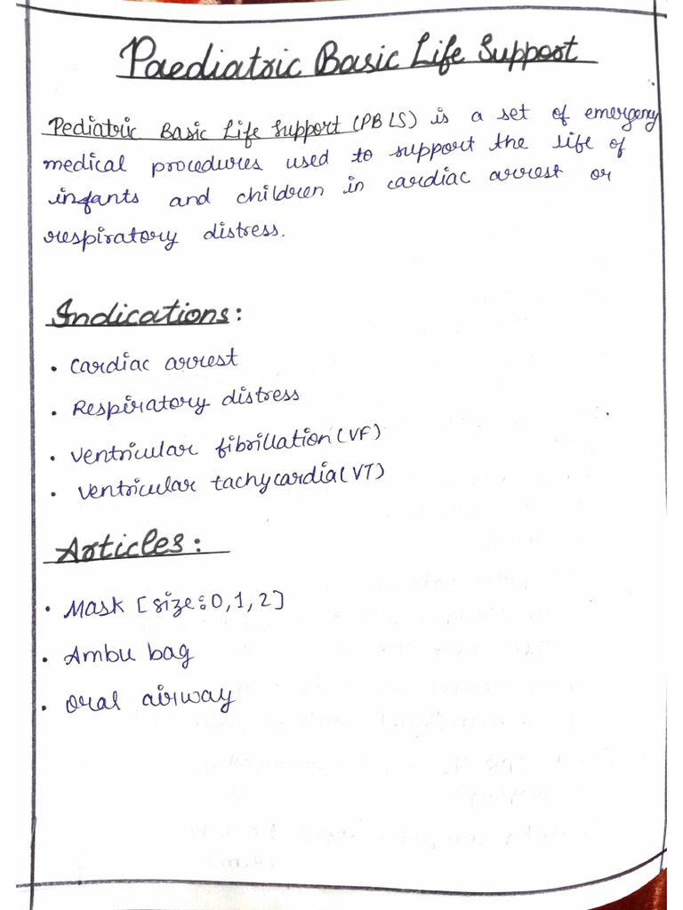 Paediatric Basic Life Support (PBLS) | PDF
