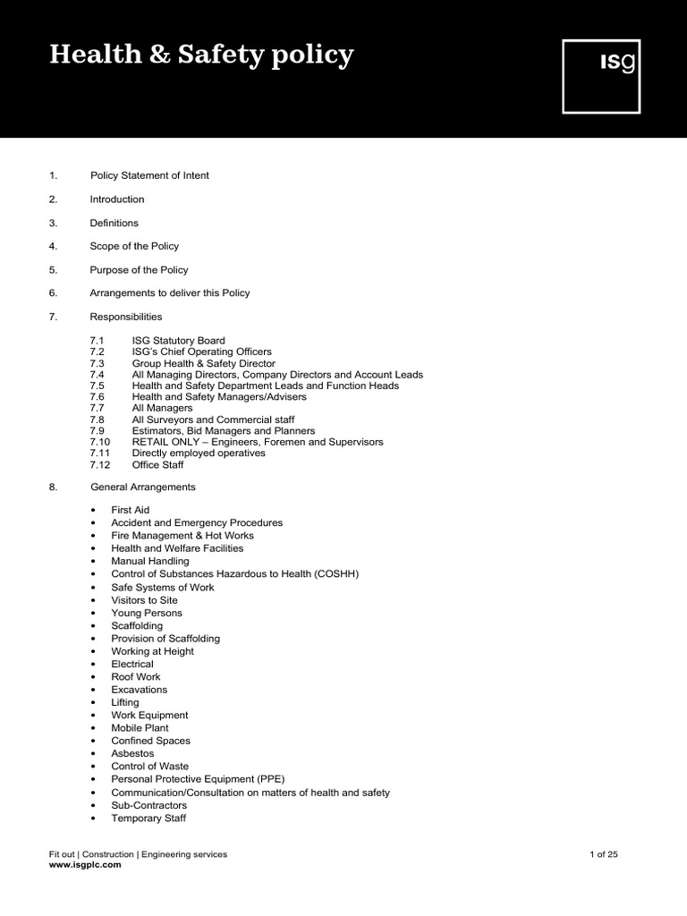 Health and Safety Policy | PDF