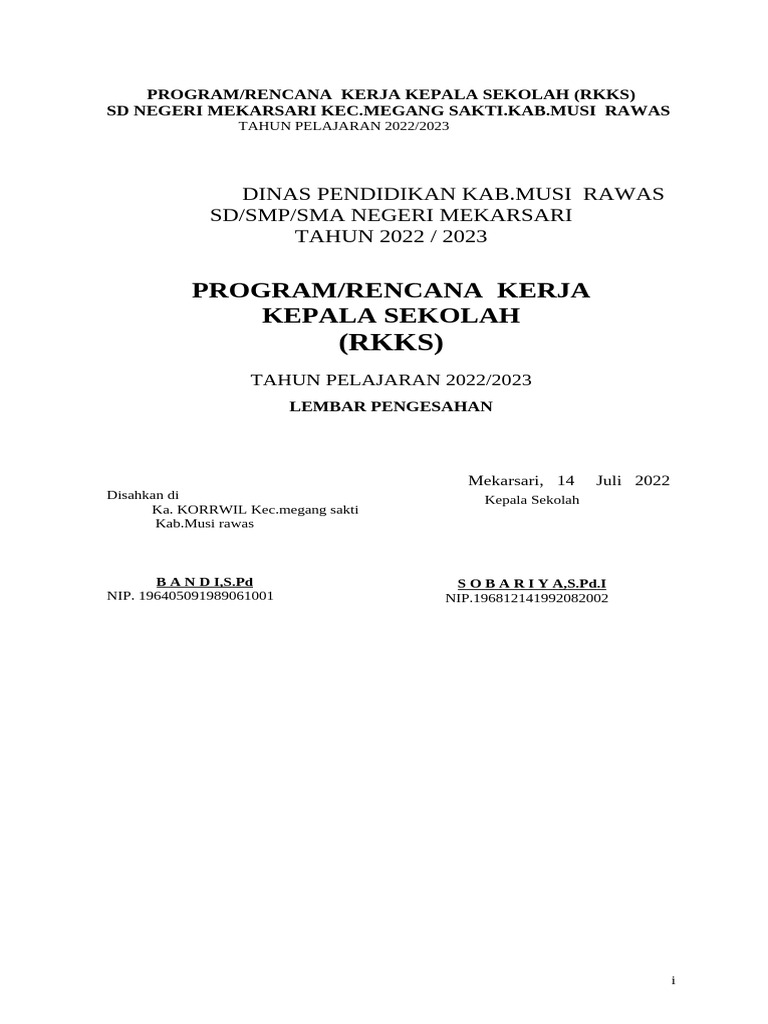 Contoh 3 Program Kerja Kepala Sekolah | PDF