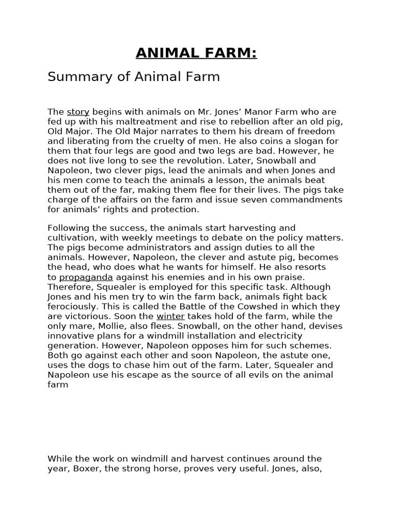 Animal Farm - Exam Literary Devices | PDF