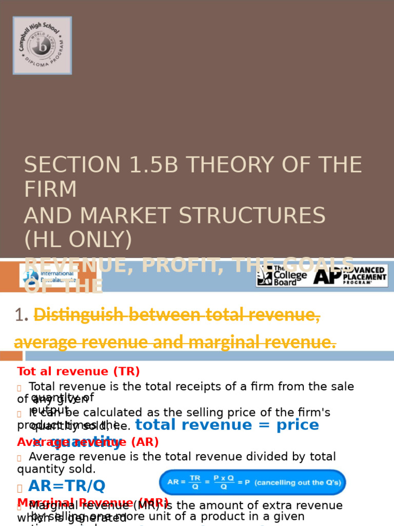 Section 1.5B Theory O6f The Firm and Market Structures (HL Only) | PDF
