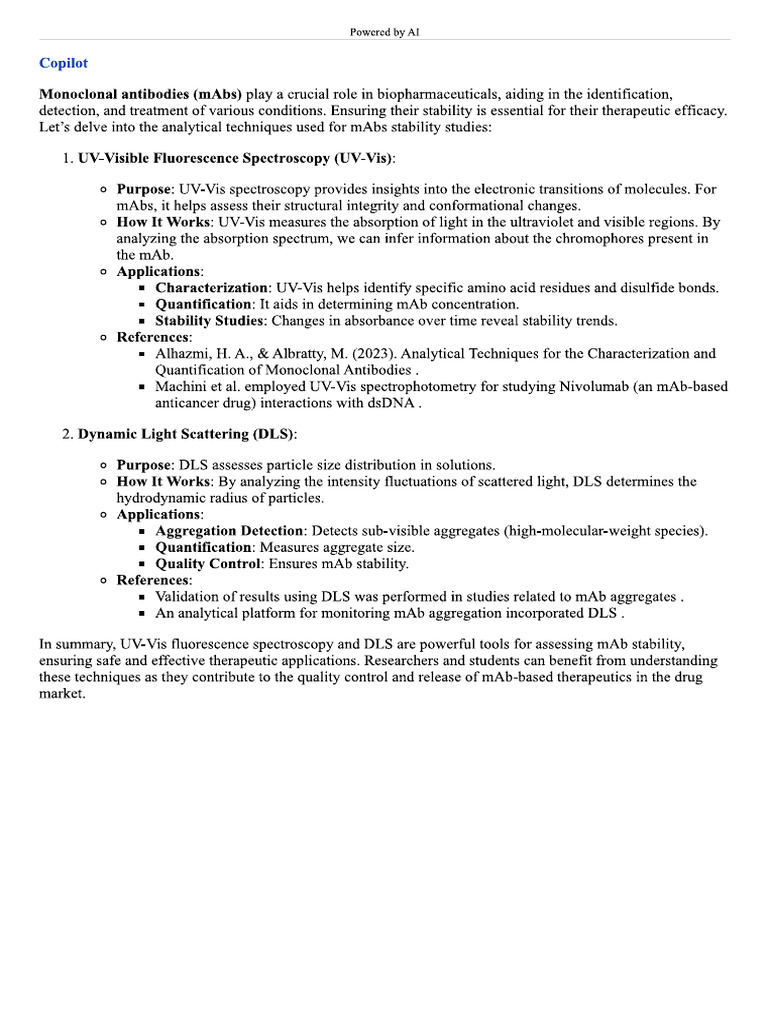 UV-VIS, DLS in MAb Stability Intro | PDF
