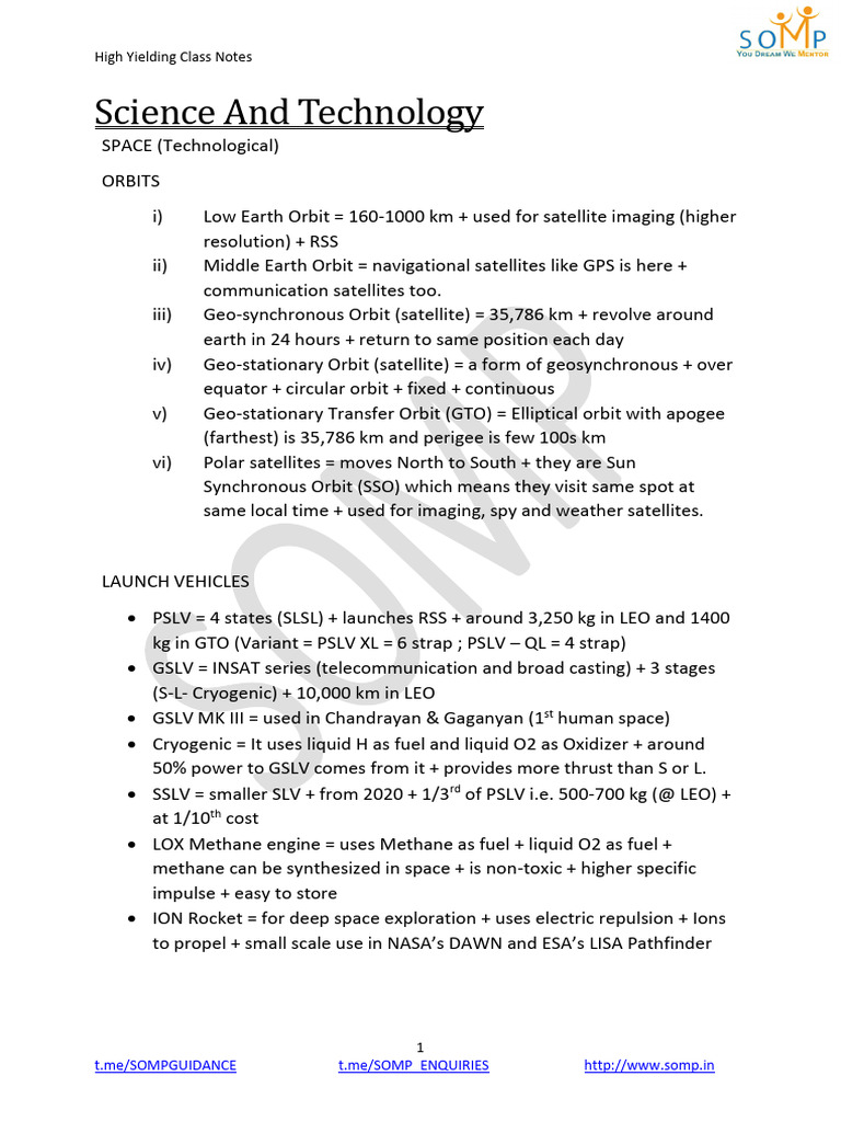 HYC Science and Technology Notes | PDF