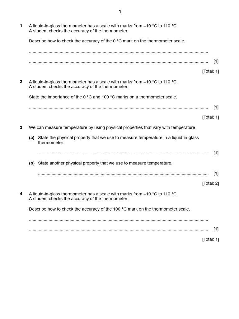 0625 Thermal Properties and Temperature - P3 - QP1 | PDF