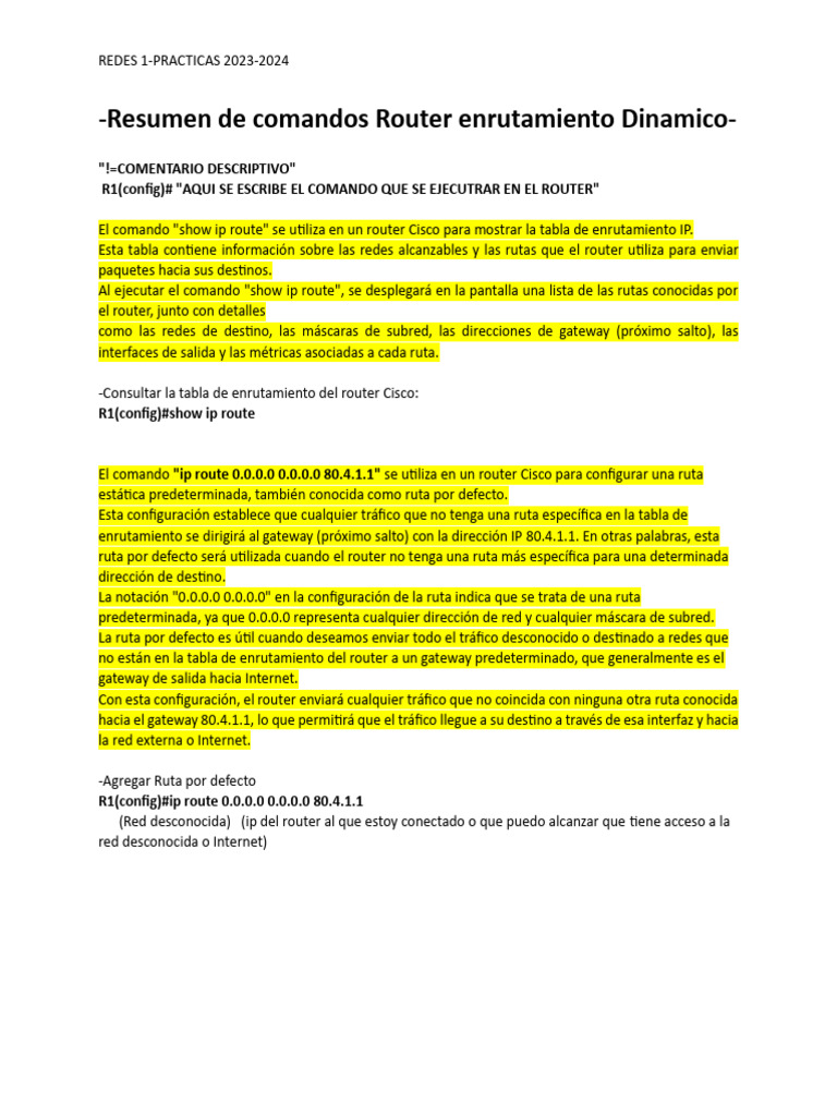 RESUMEN DE COMANDOS ROUTER CISCO Enrutamiento Dinamico Con RIP NAT DHCP ... RESUMEN DE COMANDOS ROUTER CISCO Enrutamiento Dinamico Con RIP NAT DHCP ...