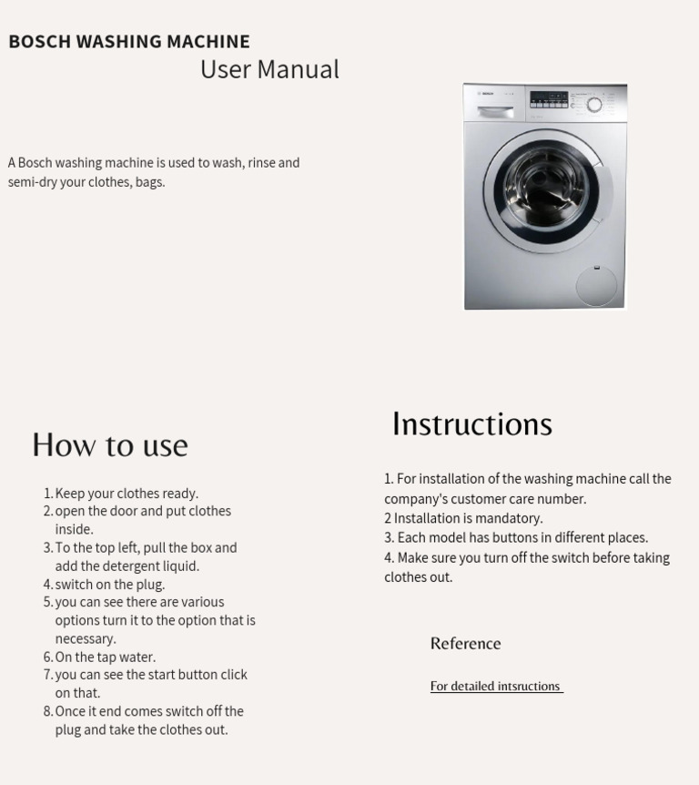 3 - User Manual - Bosch Washing Machine | PDF