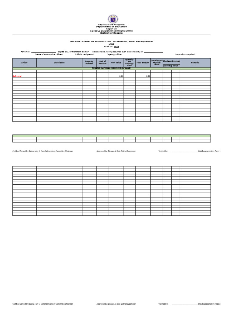Inventory Report for Rosario National High School | PDF | Laptop ...
