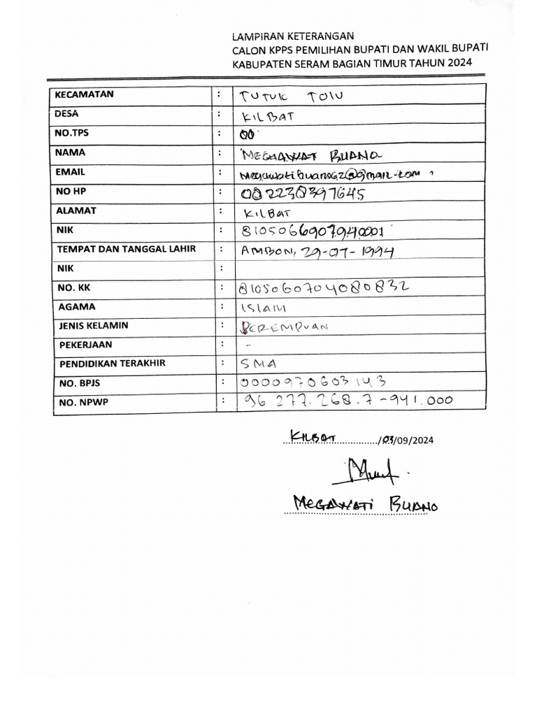 Rekap Kpps - Pps Kilbat Tps 01 | PDF