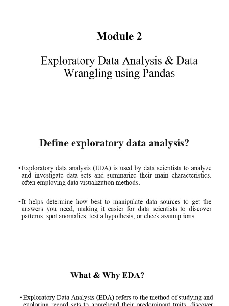 Exploratory Data Analysis & Data Wrangling Using Pandas | PDF