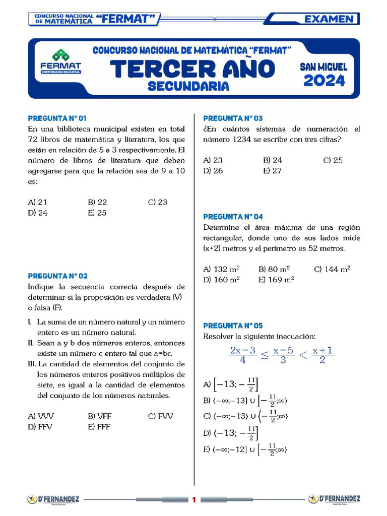 Matemática Secundaria 3ro | PDF