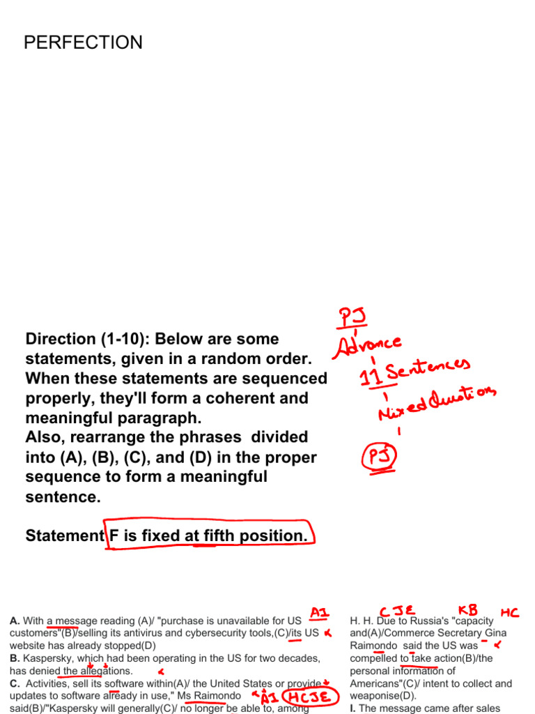 Sentence Rearrangement Part 3 With Annotation PDF 18th July 2024 | PDF