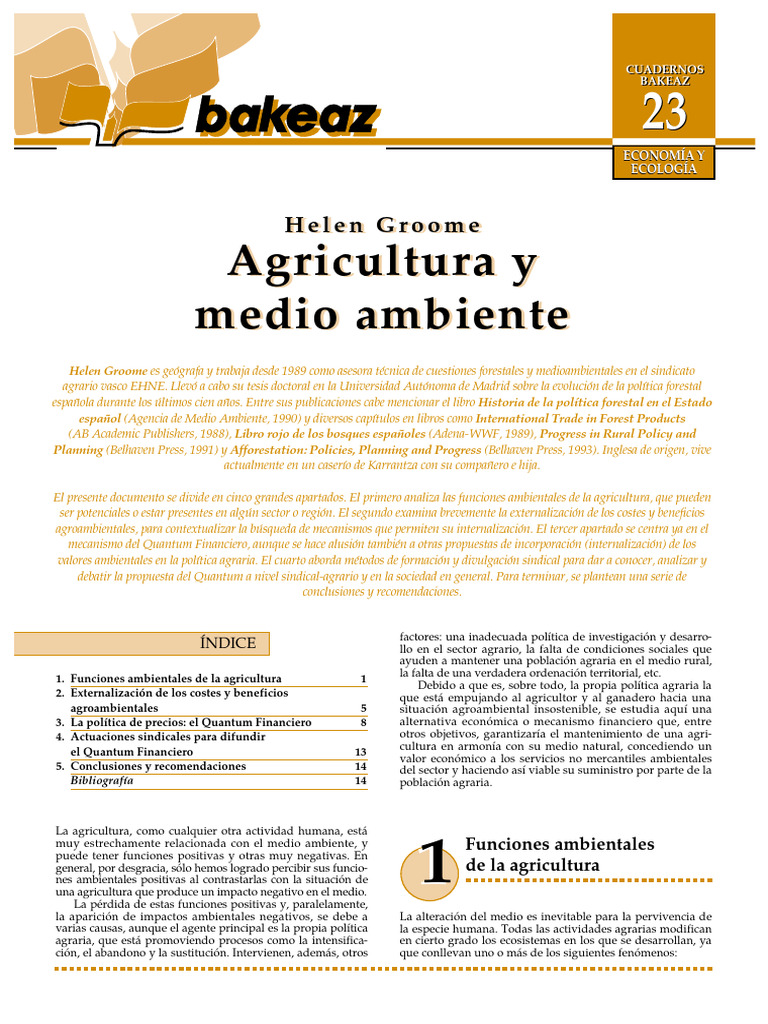 Helen Groome - Agricultura y Medioambiente | PDF | Agricultura ...