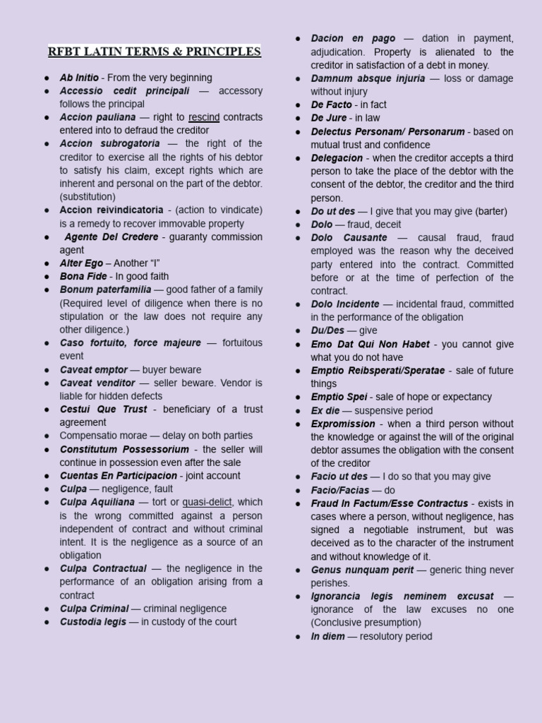 Latin Legal Terms and Principles | PDF | Civil Law (Legal System ...