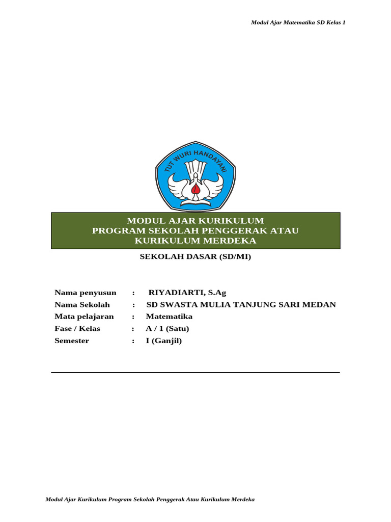 1.modul MTK KLS 1 Ganjil | PDF