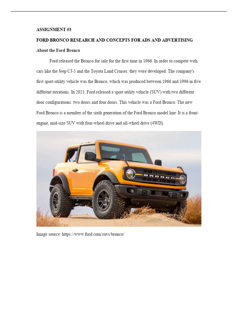 About The Ford Bronco: Assignment #3 Ford Bronco Research and Concepts ...