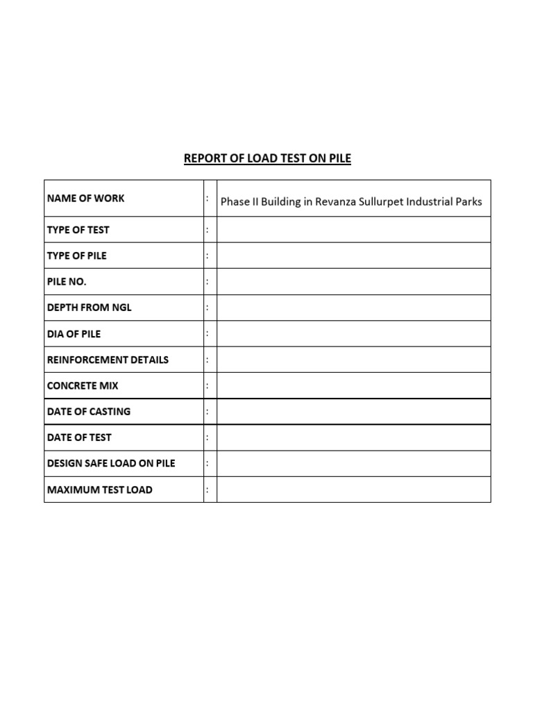 Load Test Data sheet | PDF Load Test Data sheet | PDF