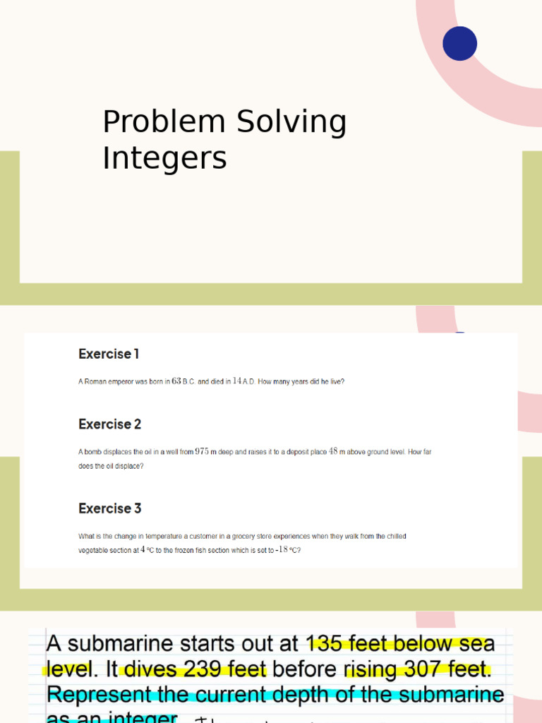 Problem Solving Integers [Autosaved] | PDF