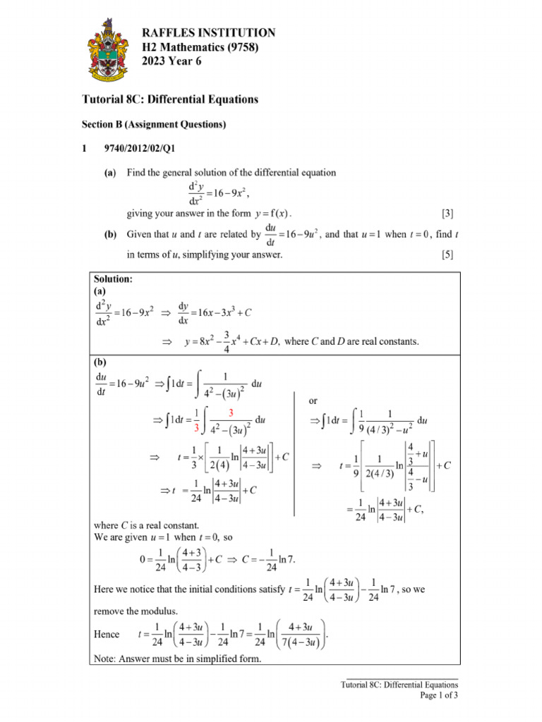 DE Solution Assignment | PDF