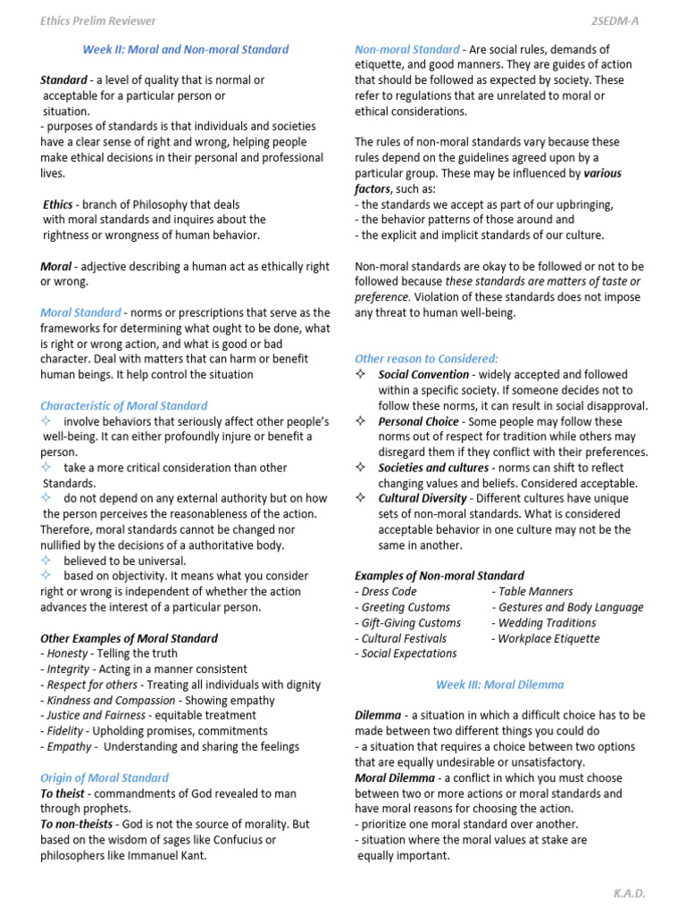 Eth101 Prelim Reviewer | PDF
