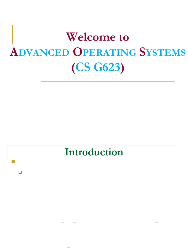 AOS Lect 01 Introduction | PDF