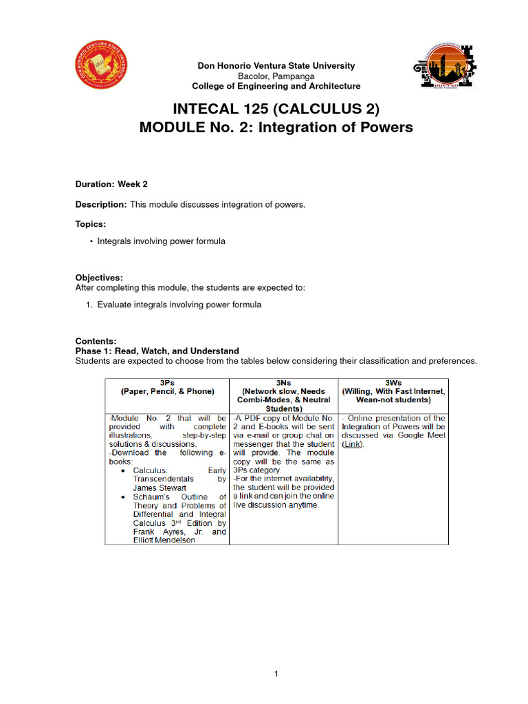 DHVSU INTECAL 125 Module 2 | PDF