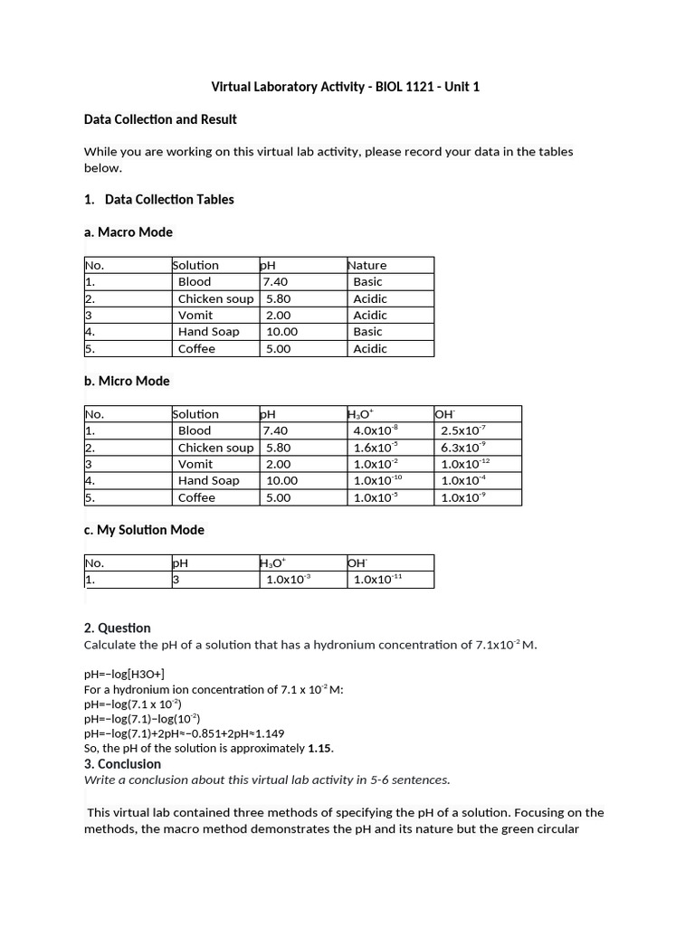 Experiment 1 - Data Collection and Result | PDF